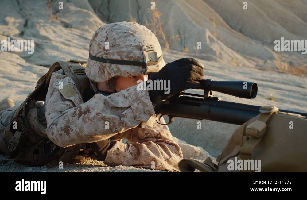 Lying Sniper Aiming using Scope and Shooting S Stock Video Footage - Alamy