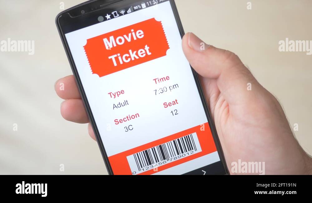 4K Movie Theatre eTicket Showing on Mobile Smartphone app Stock Video ...