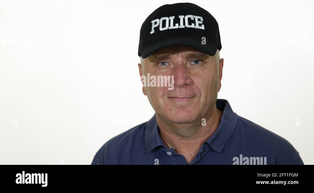 Police Officer Close View Portrait Giving Interview with Thumbs Up Hand ...