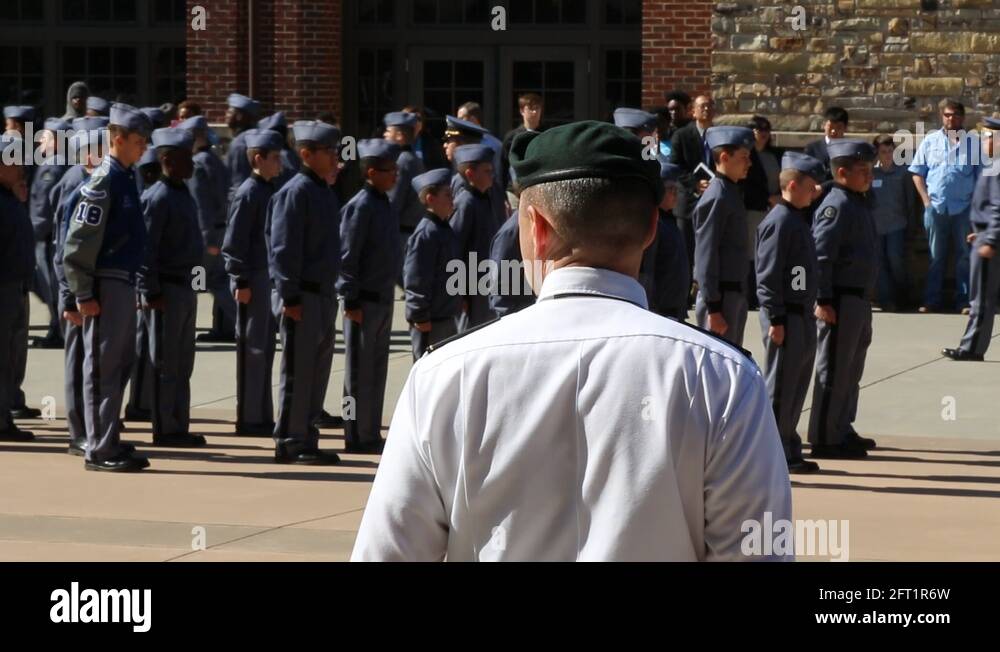 POV of Commanding Officer Saluting RMA Cadet Platoon in Review Stock ...