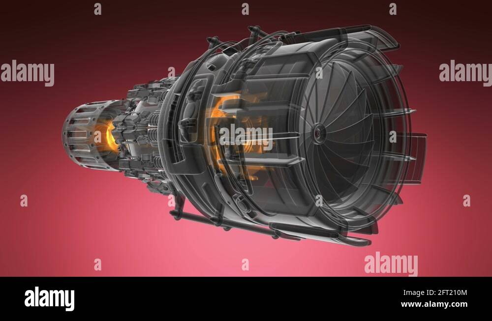 rotate jet engine turbine of plane, aircraft concept, aviation and ...