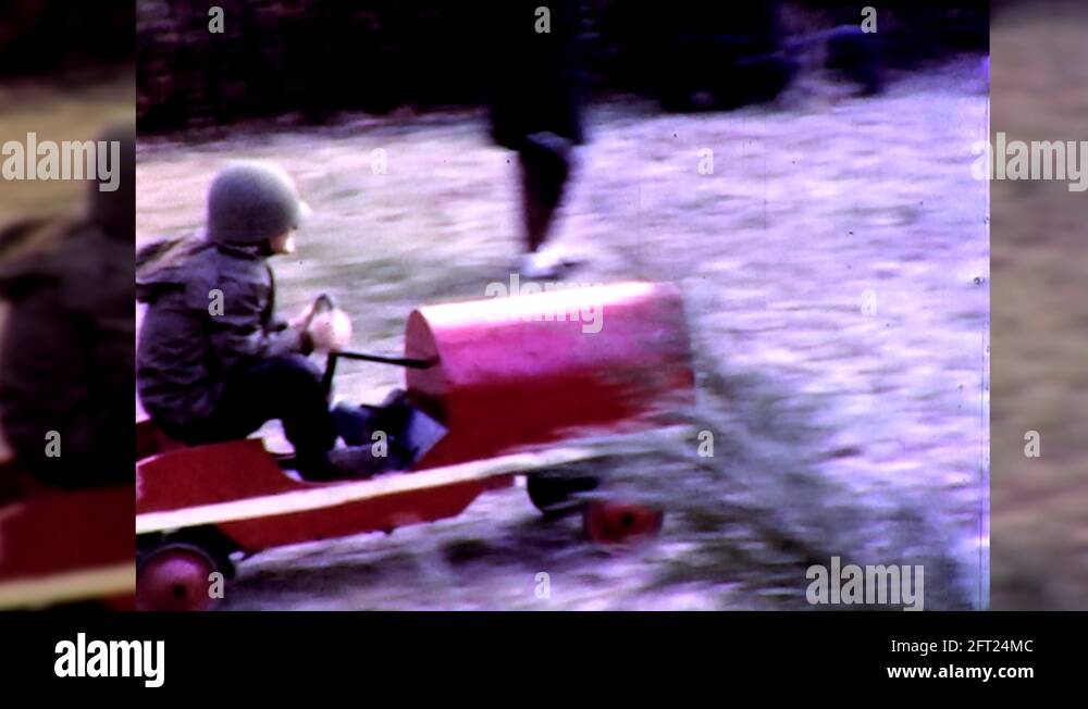 Soldier Boys Play Toy Pedal Car Backyard 1950s Vintage Film Home Movie ...