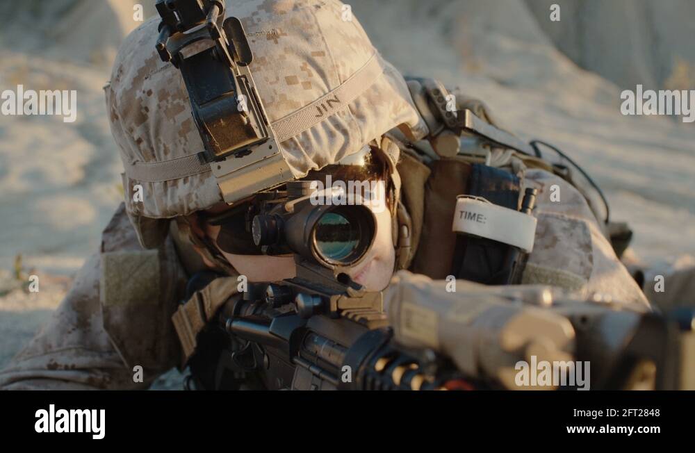 Soldier Lying and Aims using Scope S Stock Video Footage - Alamy