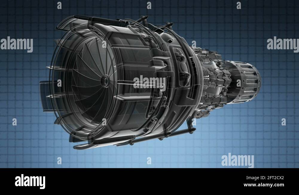 rotate jet engine turbine of plane, aircraft concept, aviation and ...