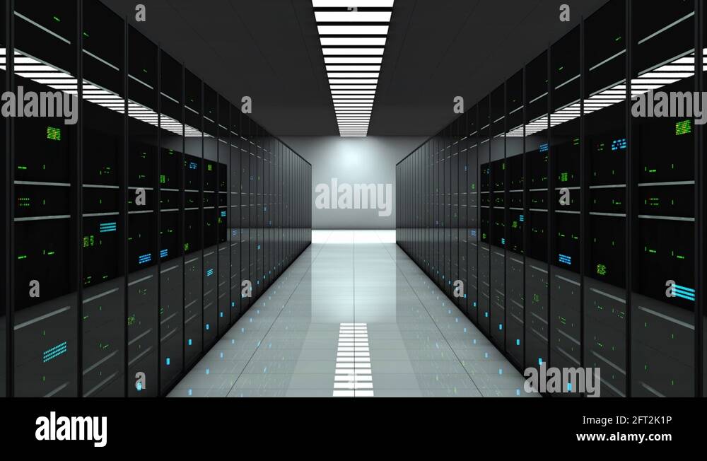 Server room. Dynamic focal length. LED lights are flashing Stock Video ...