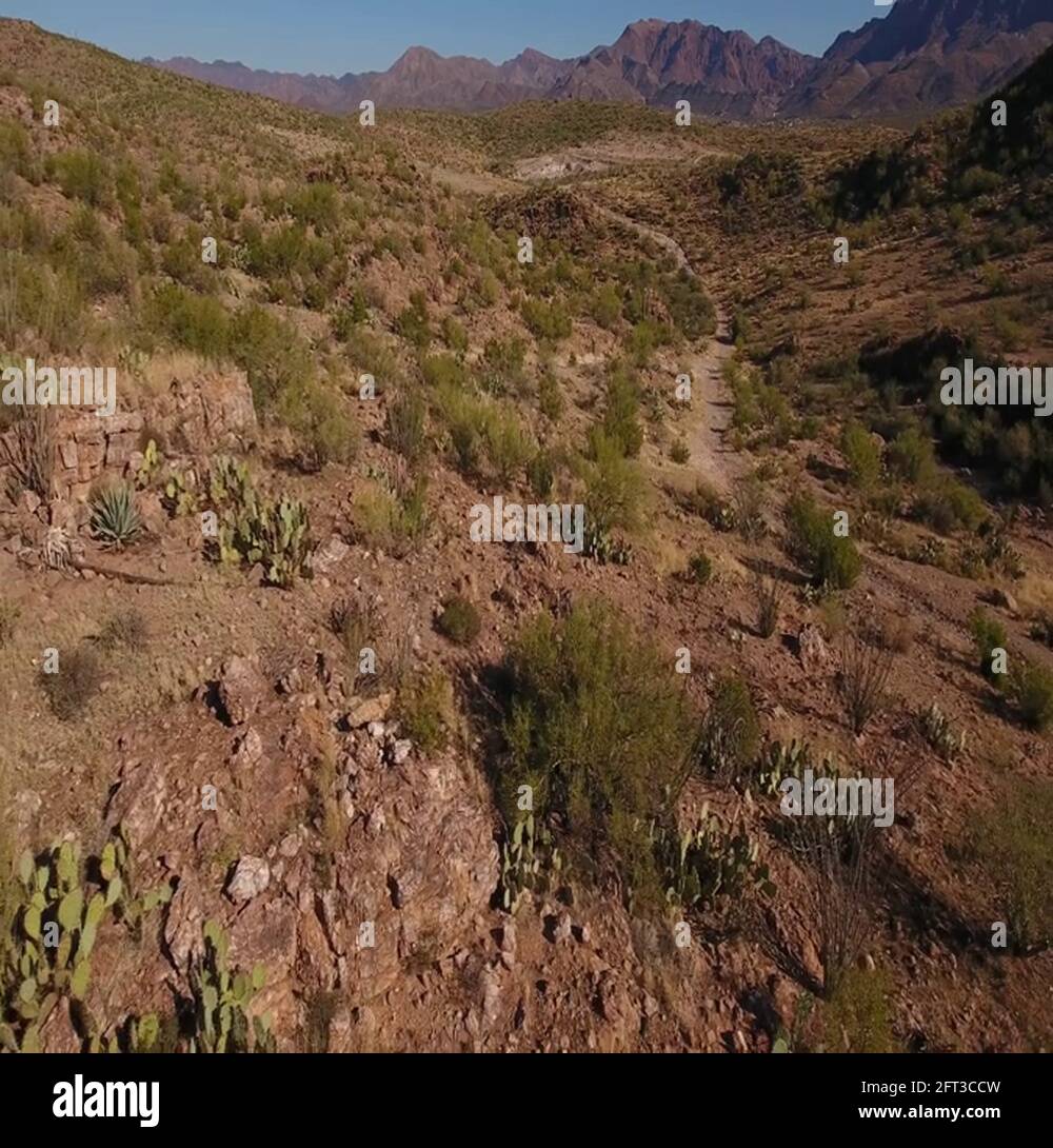 Low Angle Backwards Aerial Flyover Establishing Shot of the Arizona ...
