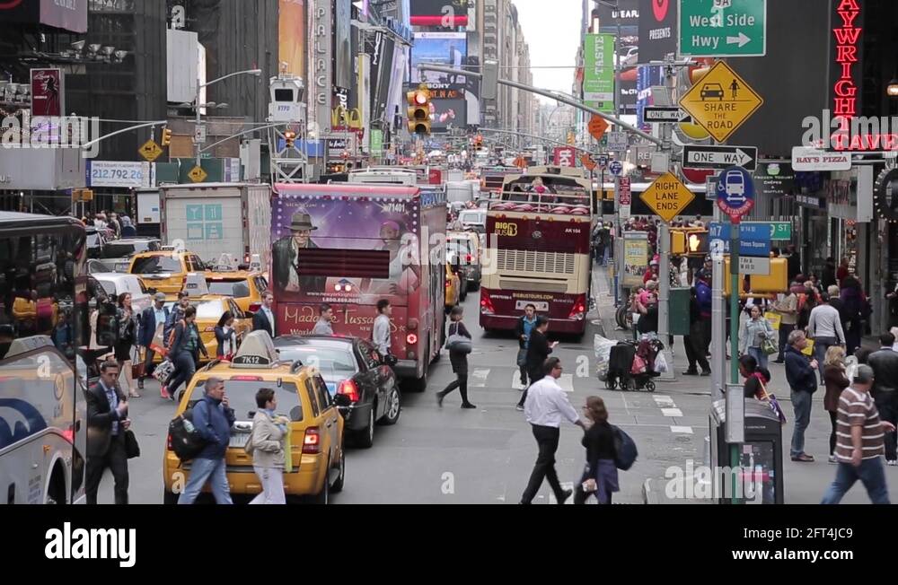 Times Square from open top bus, Manhattan Stock Video Footage - Alamy