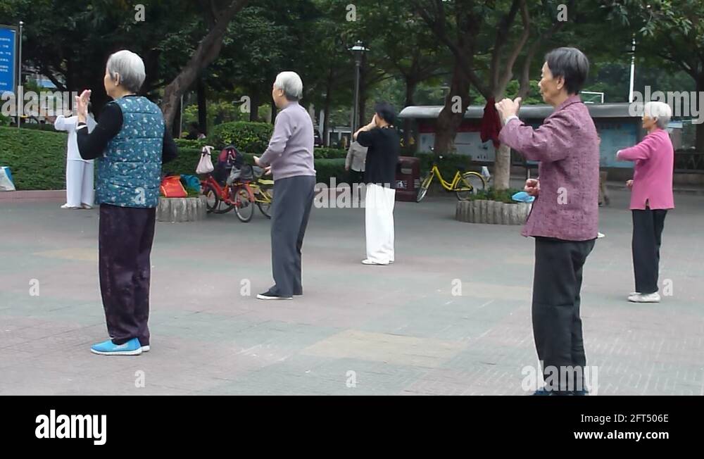 Shenzhen, China: the elderly exercise Taijiquan Exercise Stock Video ...