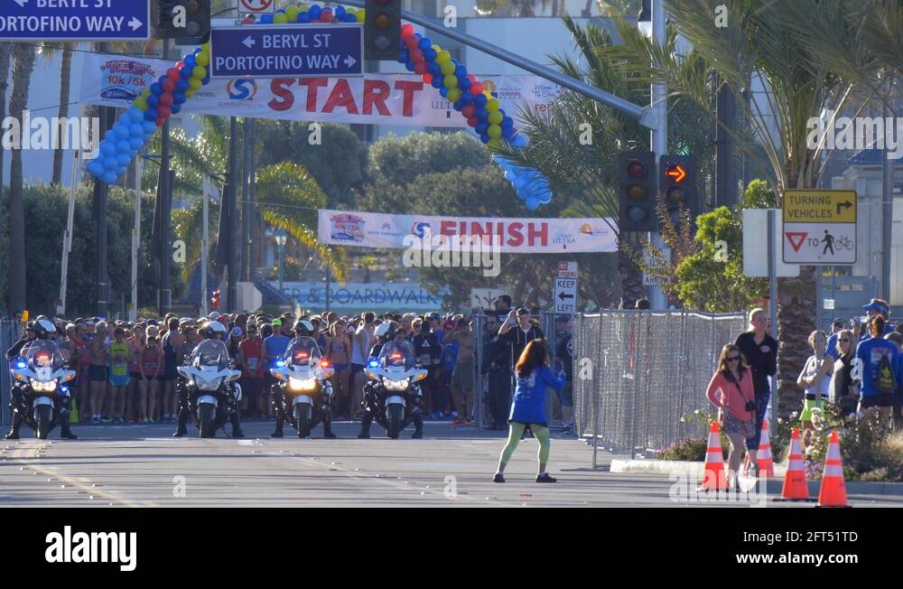 The start and finish line of a 10K race Stock Video Footage - Alamy