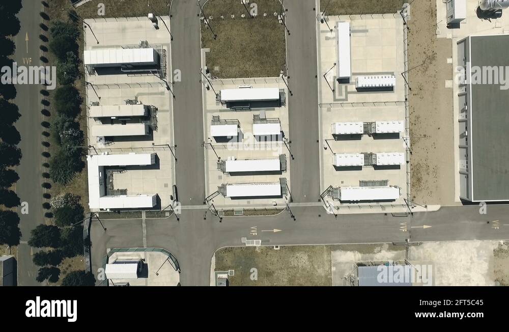Architectural structure of a power plant. Overview, aerial video Stock ...