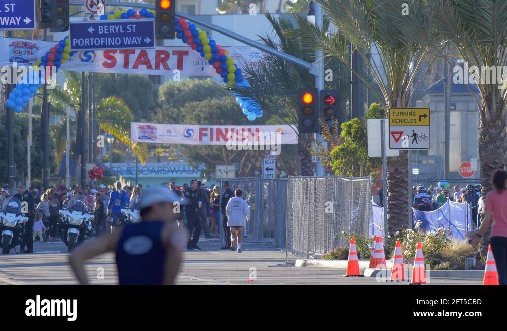 The start and finish line of a 10K race Stock Video Footage - Alamy