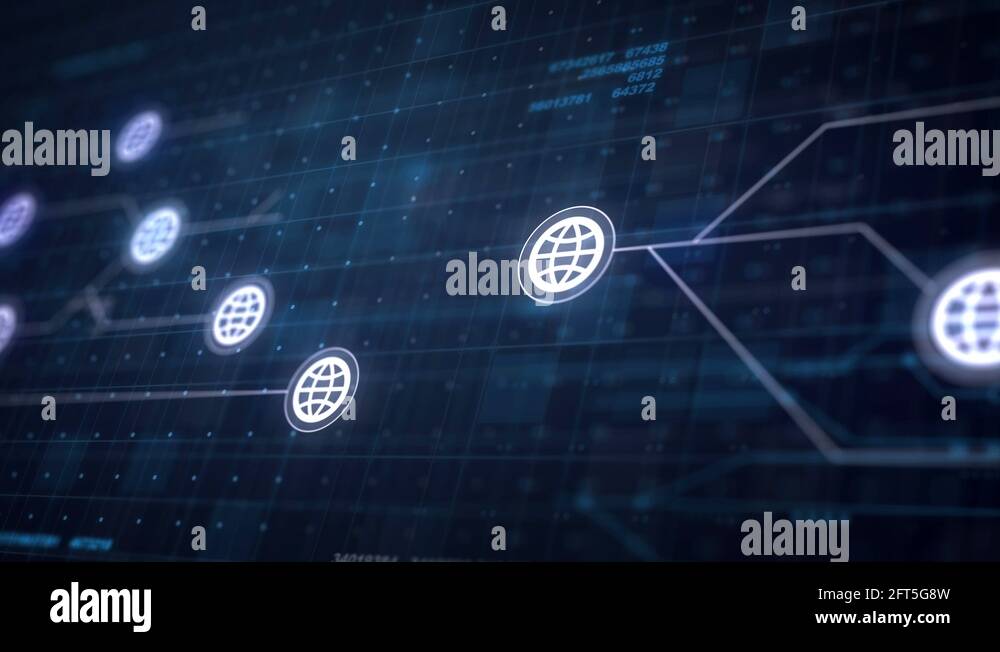 Globe Internet Icon Line Connection of Circuit Board Loop Animation 4K ...