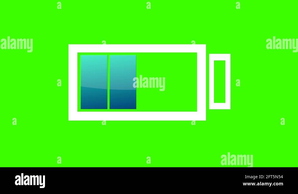 Green Screen Charging Battery Symbol Blinking and Recharging Stock ...