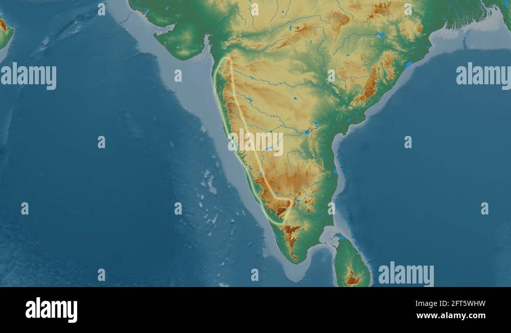 Zoom into Western Ghats mountain range - glowed. Relief map Stock Video ...