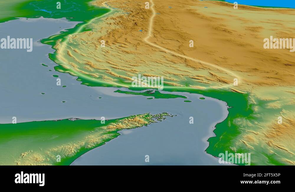 Glide over Zagros mountain range - glowed. Colored physical map Stock ...