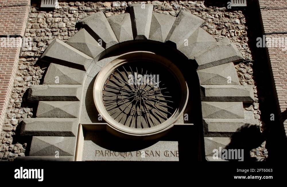 Rose window on a church covered by shadows Stock Video Footage - Alamy