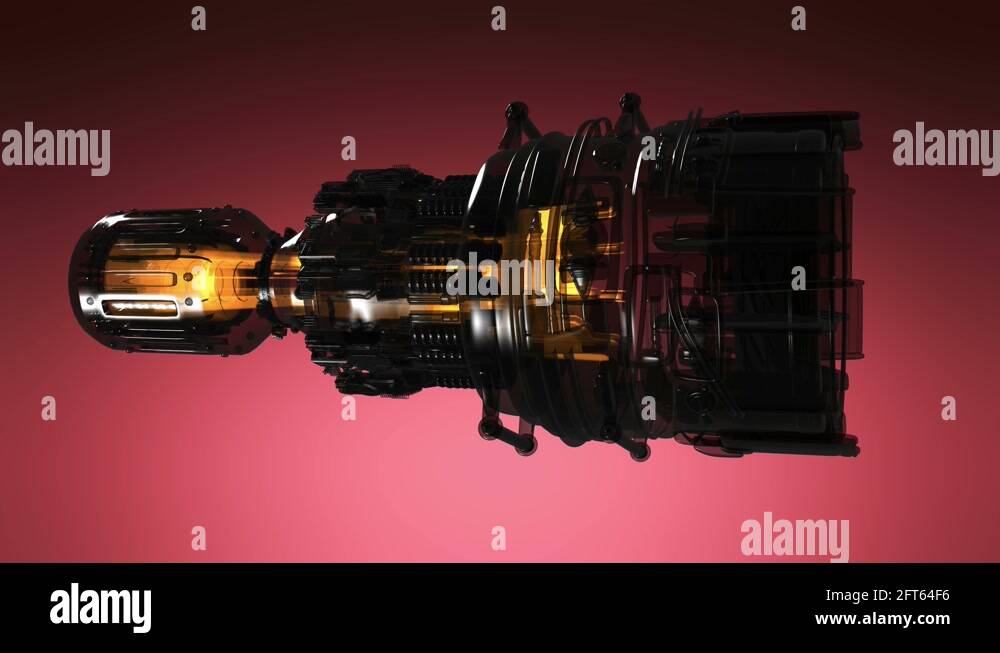 loop rotate jet engine turbine of plane, aircraft concept, aviation and ...