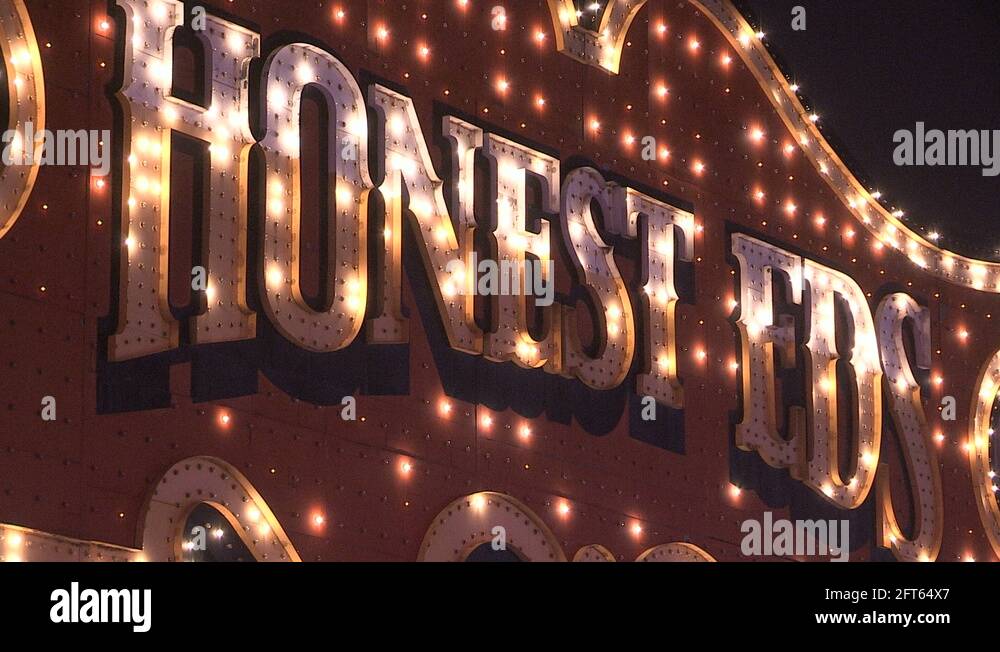 Iconic Honest Eds department store neon signs flashing at night Stock ...
