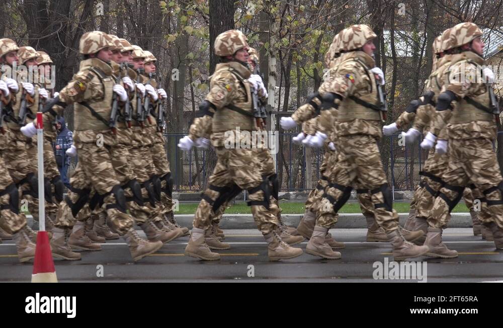 4K Soldier troop alignment walk in rows officer unit teamwork at ...