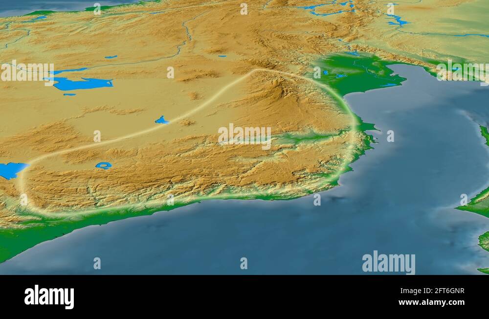 Revolution around Taurus mountain range - glowed. Colored physical map ...