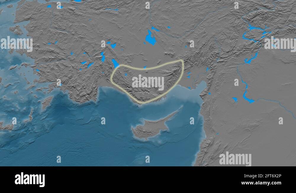 Zoom into Taurus mountain range - glowed. Elevation map Stock Video ...