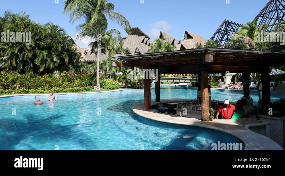 Mexico swim bar luxury tropical pool DCI 4K Stock Video Footage - Alamy
