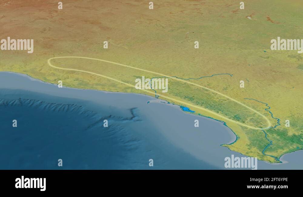Revolution around Darling mountain range - glowed. Topographic map ...