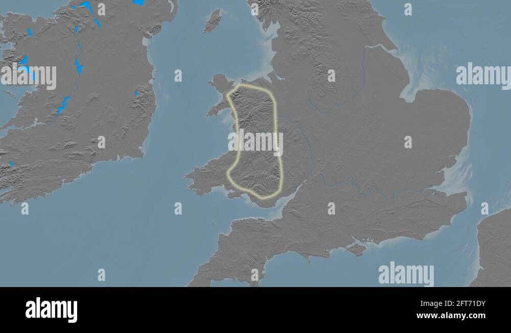 Zoom into Cambrian mountain range - glowed. Elevation map Stock Video ...