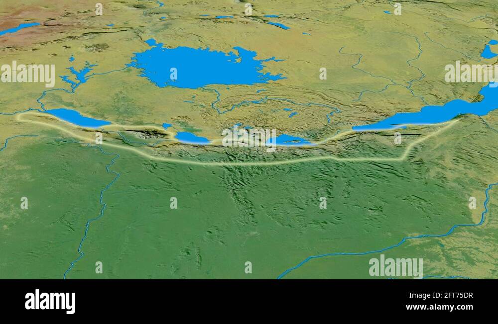 Revolution around Mitumba mountain range - glowed. Topographic map ...
