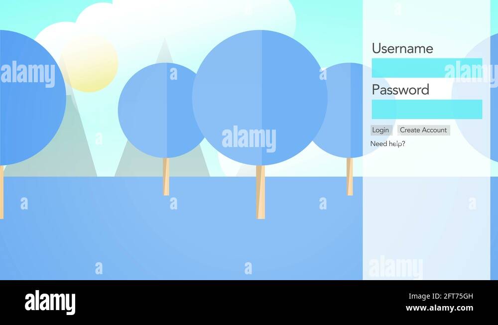 Loopable 2D Modern Website Login form - Blue Version Stock Video ...