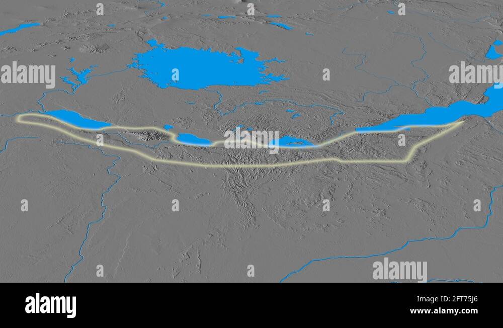 Revolution around Mitumba mountain range - glowed. Elevation map Stock ...