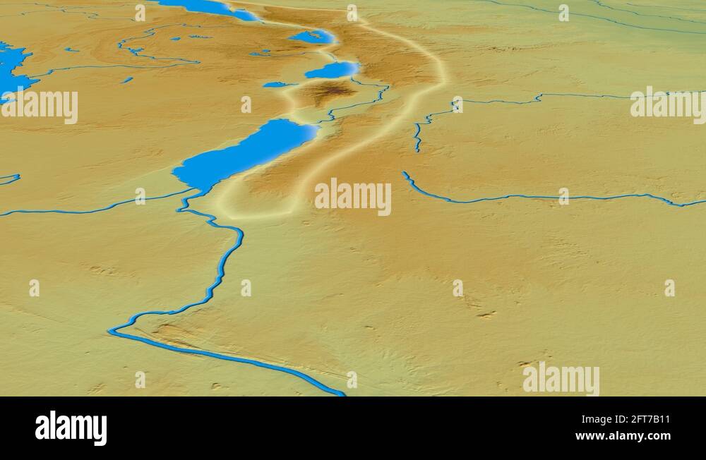 Glide over Mitumba mountain range - glowed. Colored physical map Stock ...