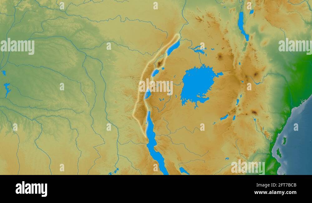 Zoom into Mitumba mountain range - glowed. Colored physical map Stock ...