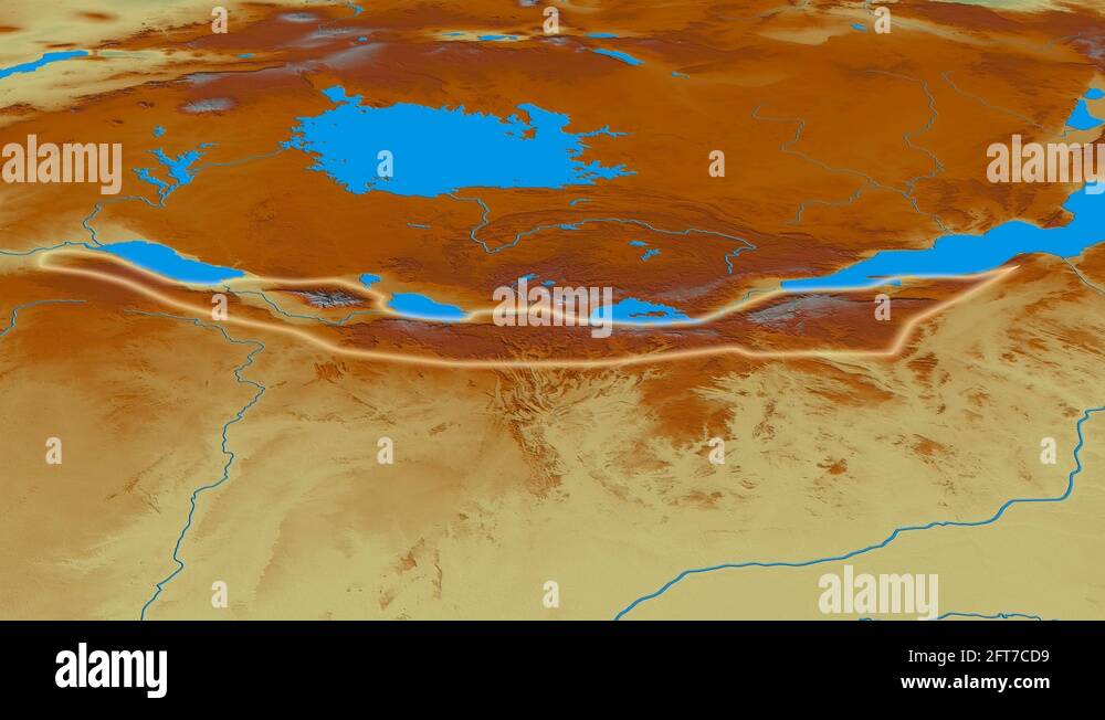 Revolution around Mitumba mountain range - glowed. Relief map Stock ...