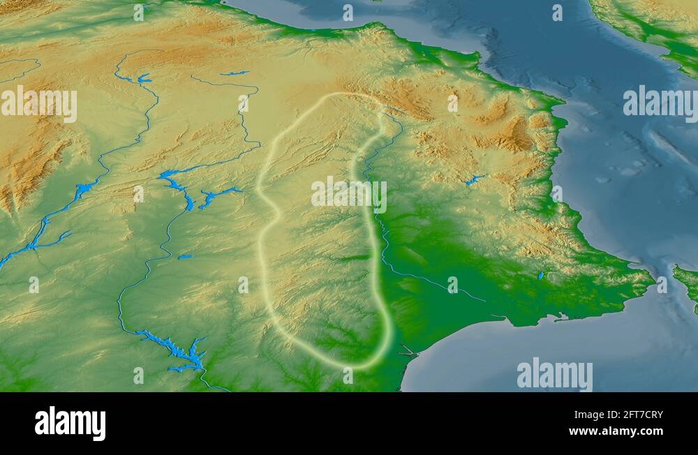 Revolution around Sierra Morena mountain range - glowed. Colored ...