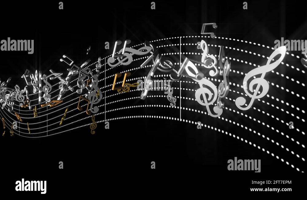 3d alpha music notes flowing with abstract line tune on transparent ...