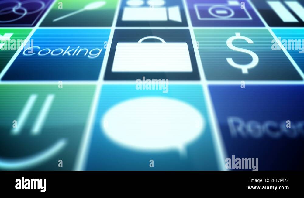 Digital Modern Futuristic App Icons Scrolling in Seamless Loop Stock ...