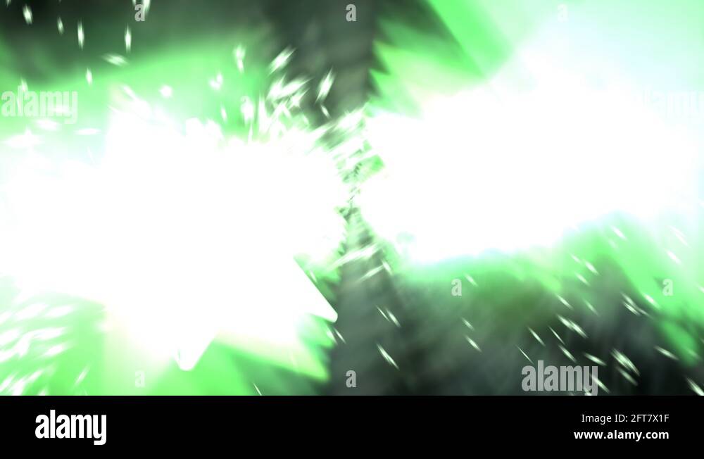 Animated dancing glowing green stars with exploding, spreading ...