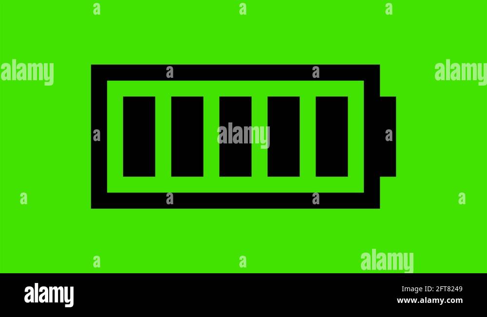 Battery icon discharging HD animation. Pixel art style on green ...
