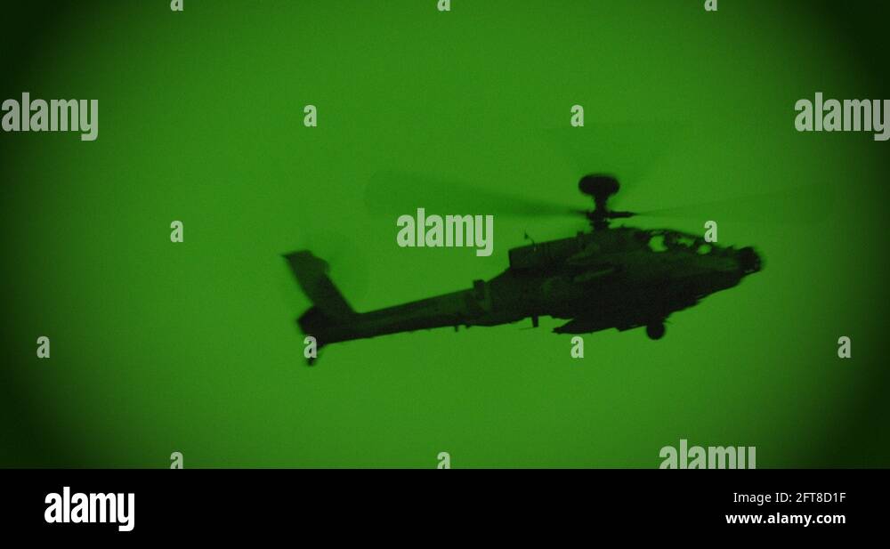 Night vision footage of a AH-64D apache longbow helicopter Stock Video ...