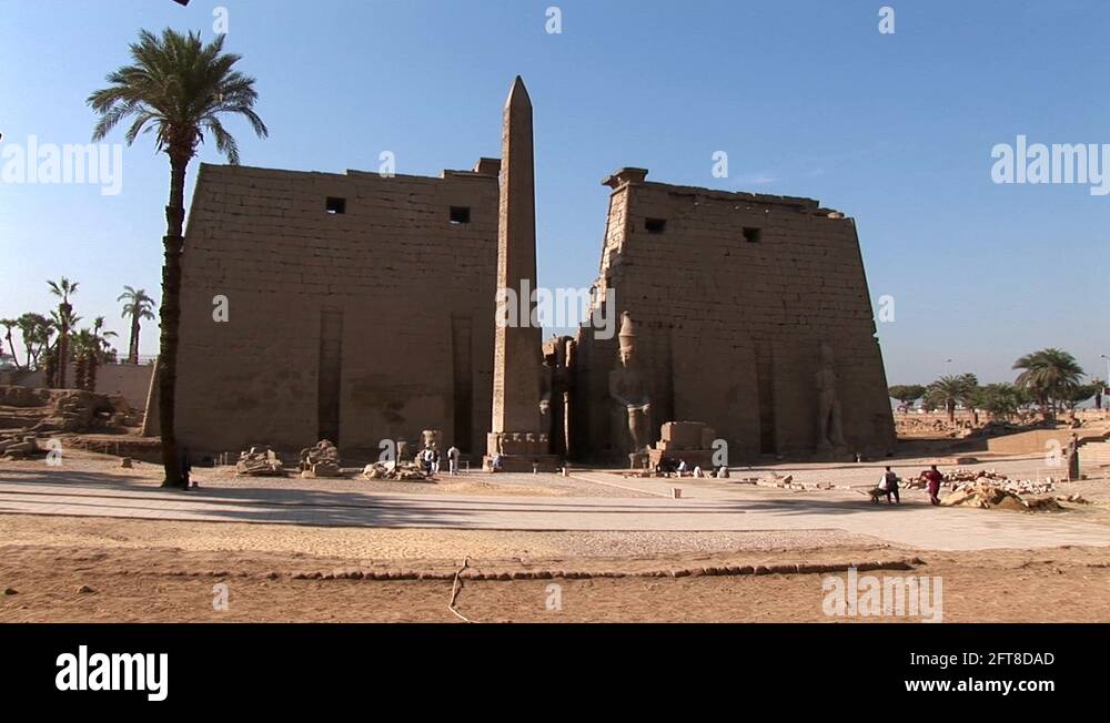 Luxor Temple Main Gate with Obelisk Medium Shot Stock Video Footage - Alamy