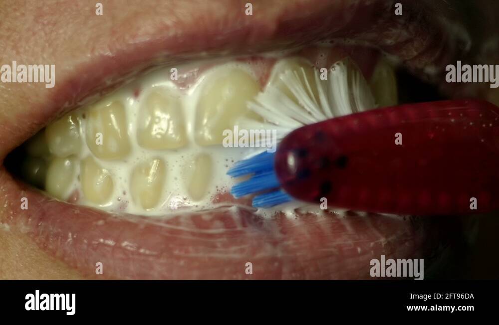 Brushing Teeth Female Close Up Slow Motion 2000fps Stock Video Footage ...