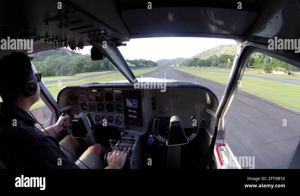 Cockpit view during take off of small air plane Stock Video Footage - Alamy