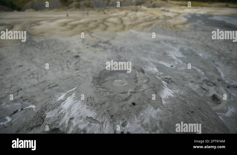 Mud volcanoes also known as mud domes boiling in summer season Stock ...