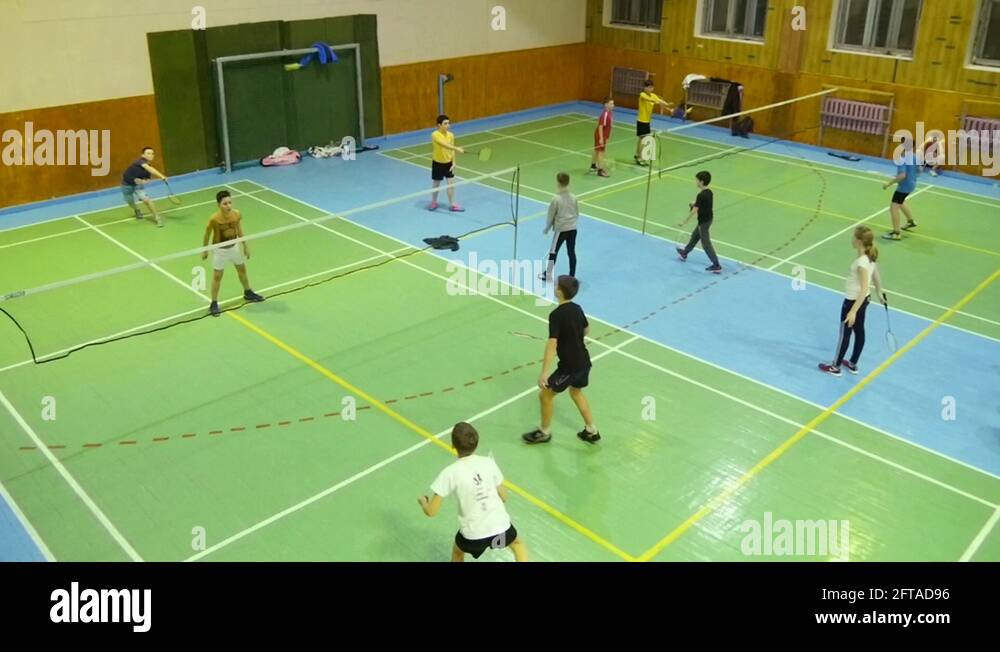 Badminton Courts With Players Competing Stock Video Footage - Alamy