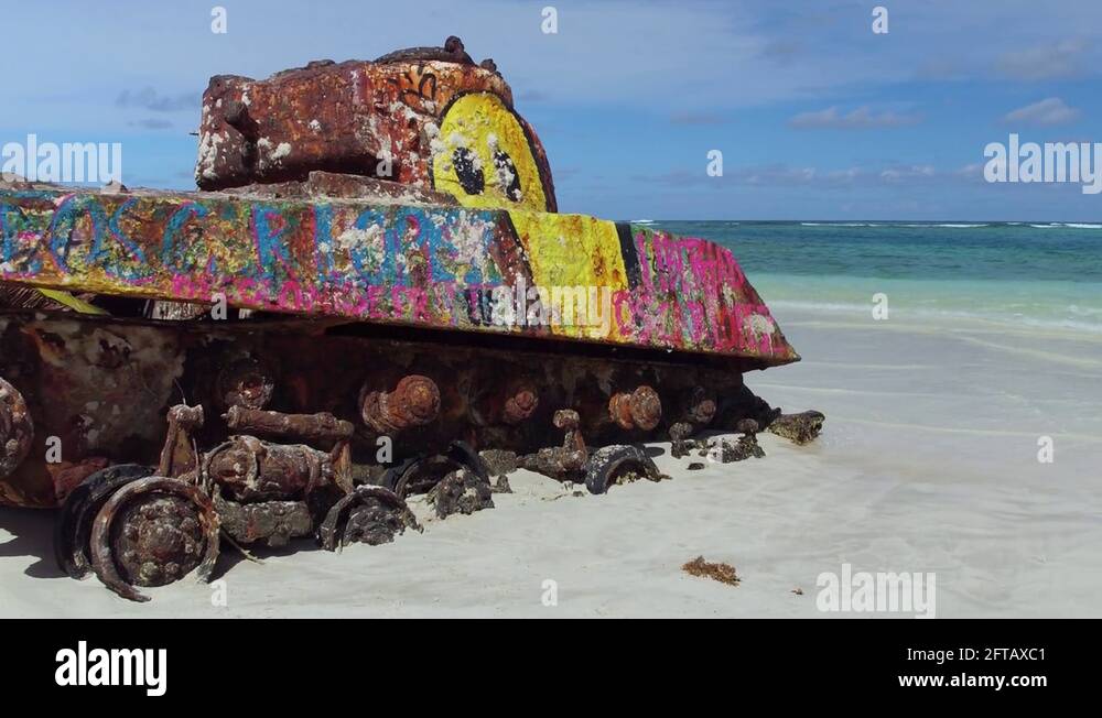 old rusted military tank on flamenco beach, culebra, Puerto rico Stock ...