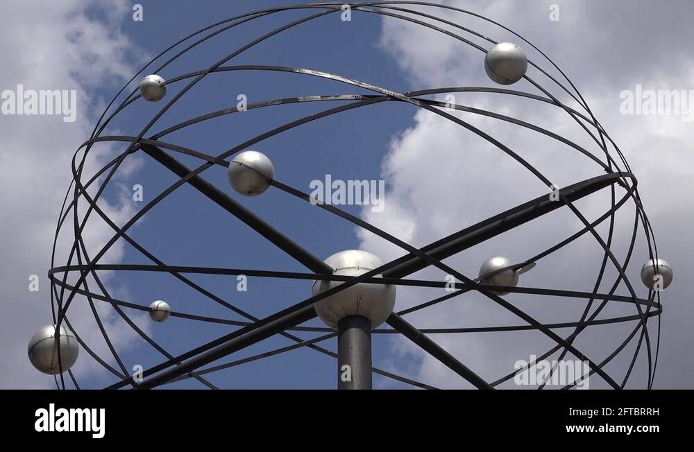 4K Rotating world clock ring in Berlin planetary system worldtime ...