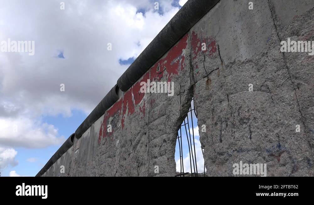4K Berlin historic wall in cold war west border division communism east ...