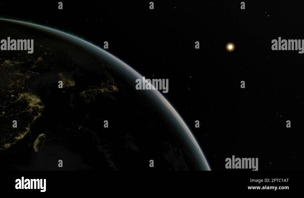 Space animation featuring planet Earth revolving on its axis multiple ...