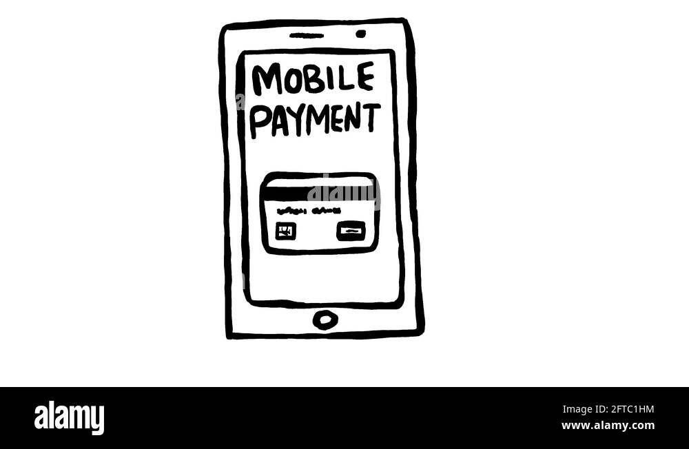 Smartphone Mobile Payment Scribble Animation Doodle Cartoon 4K Stock ...